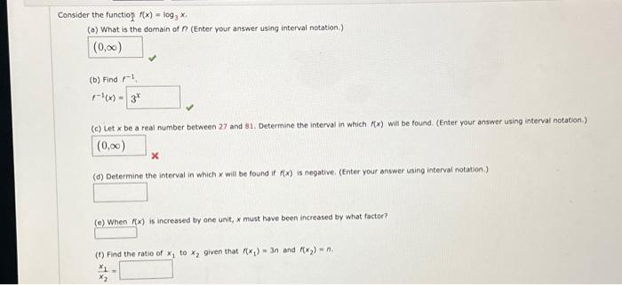 Solved Consider the function f(x) = log3. X. (a) What is the | Chegg.com