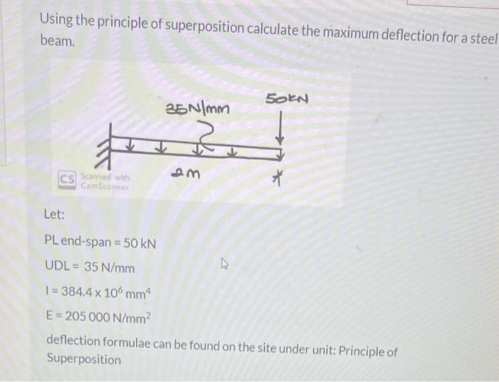Solved Using the principle of superposition calculate the | Chegg.com
