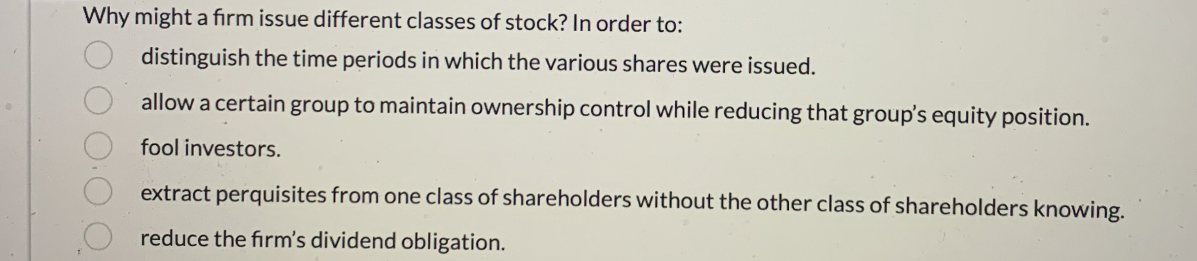 Solved Why might a firm issue different classes of stock? In | Chegg.com