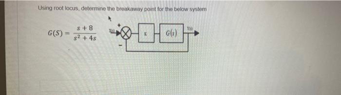 Solved Using Root Locus Determine The Breakaway Point For 0303