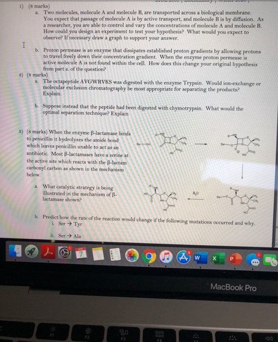 w 1) (8 marks) Two molecules, molecule A and molecule | Chegg.com