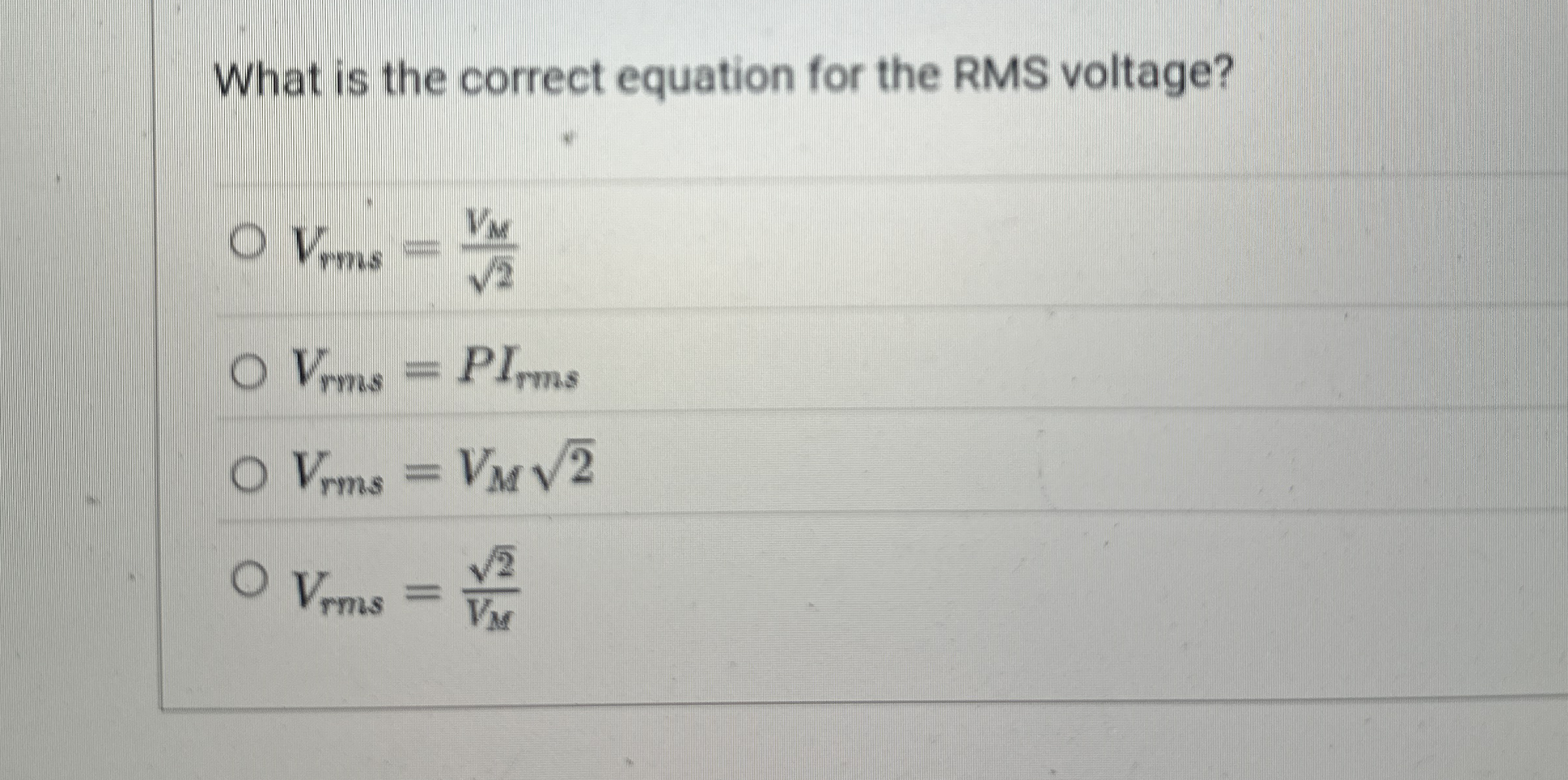 Solved What is the correct equation for the RMS | Chegg.com