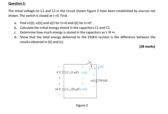 Solved Question 3: The initial voltage on C1 and C2 in the | Chegg.com