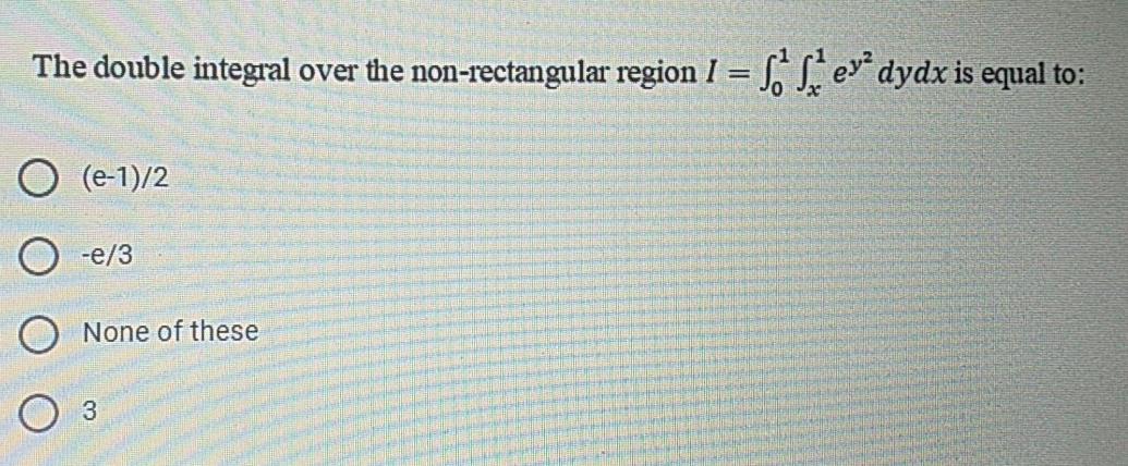 Solved The double integral over the non-rectangular region 1 | Chegg.com
