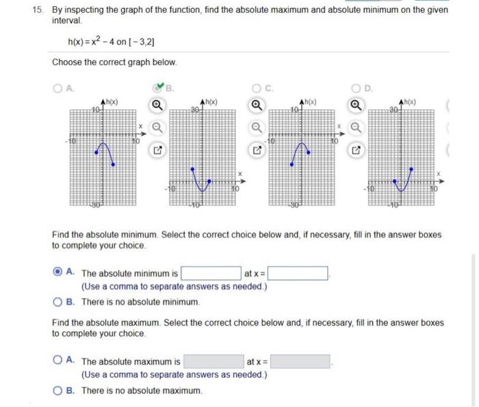 Solved by inspecting the graph of the function, find the | Chegg.com