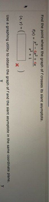 Solved Find the point where the graph of f crosses its slant | Chegg.com