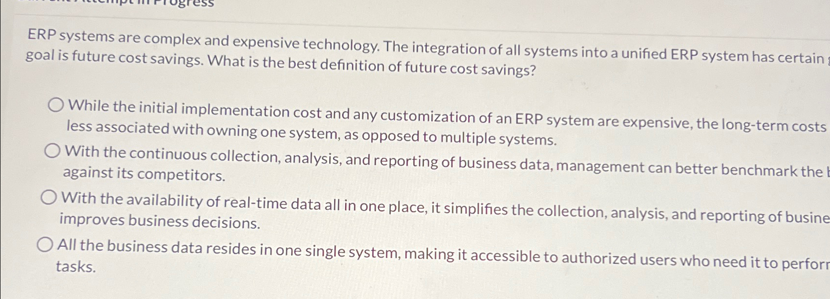 Solved ERP systems are complex and expensive technology. The | Chegg.com