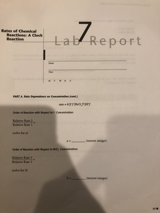 Solved Rates of Chemical Reactions: A Clock Reaction Labd | Chegg.com