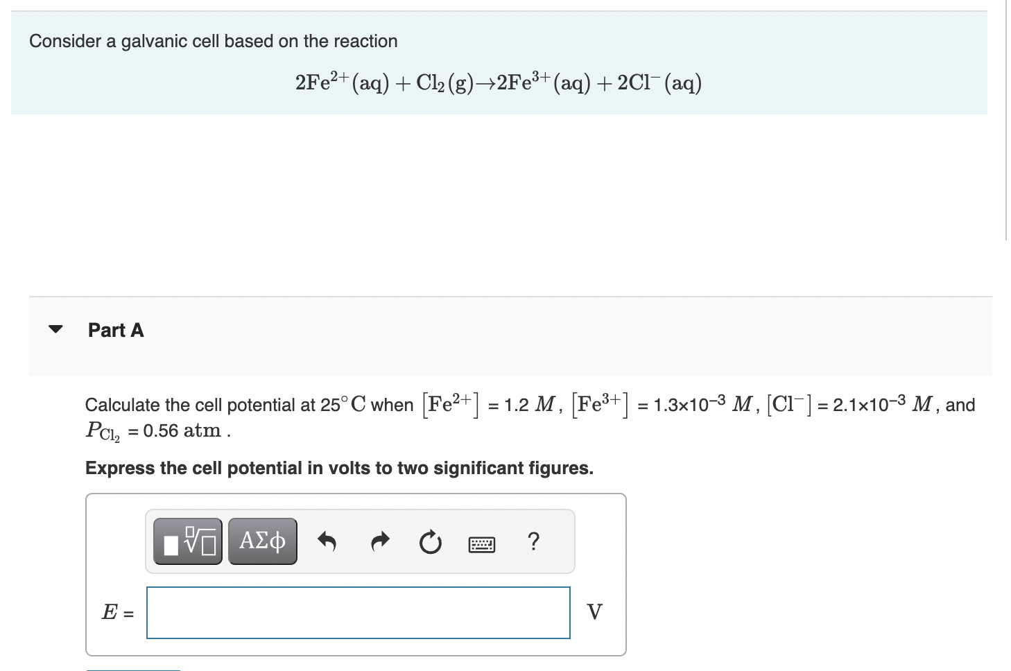 Solved Consider a galvanic cell based on the | Chegg.com