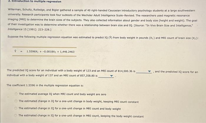 Willerman, Schultz, Rutledge, and Bigler gathered a | Chegg.com