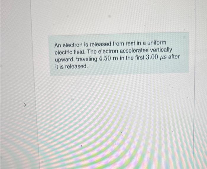 Solved An Electron Is Released From Rest In A Uniform