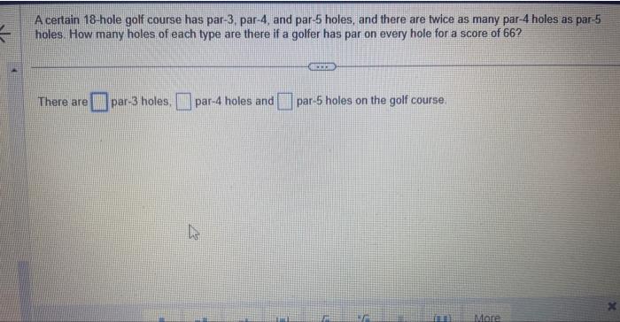 Solved A certain 18 hole golf course has par-3, par- −4, and | Chegg.com