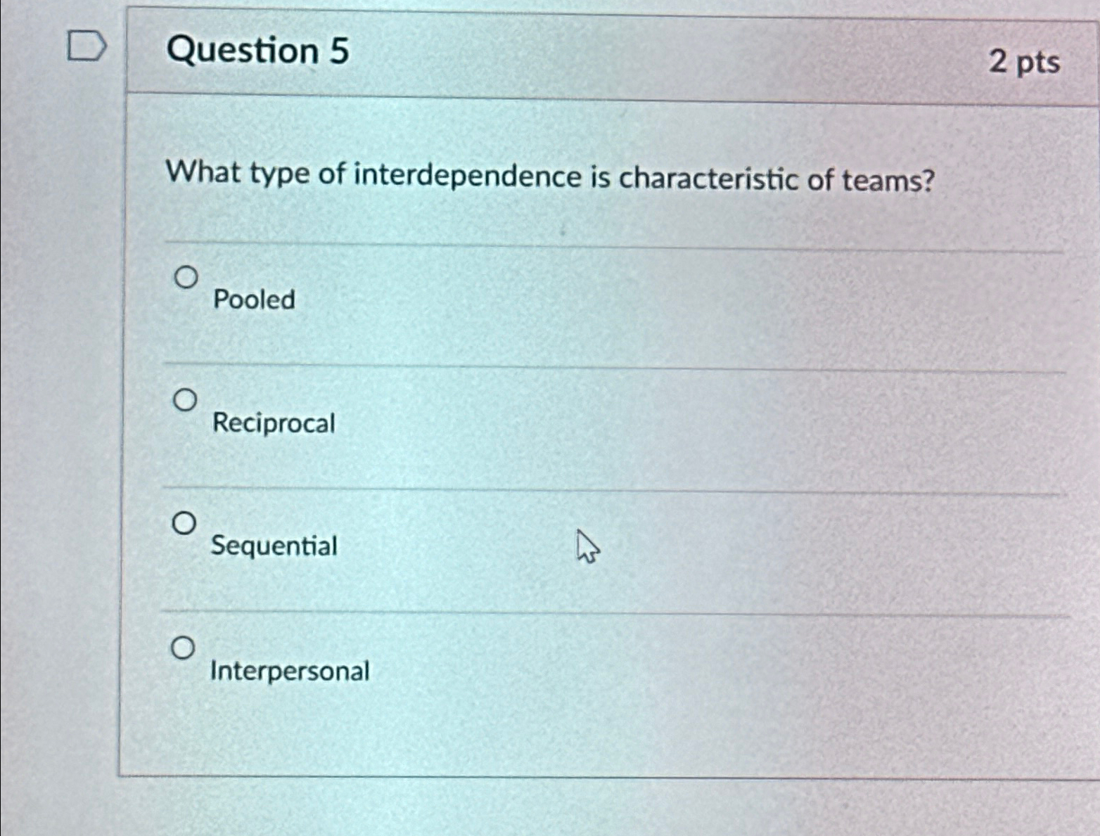Solved Question 52 ﻿ptsWhat type of interdependence is | Chegg.com