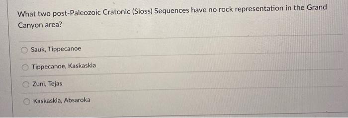 Solved What two post-Paleozoic Cratonic (Sloss) Sequences | Chegg.com