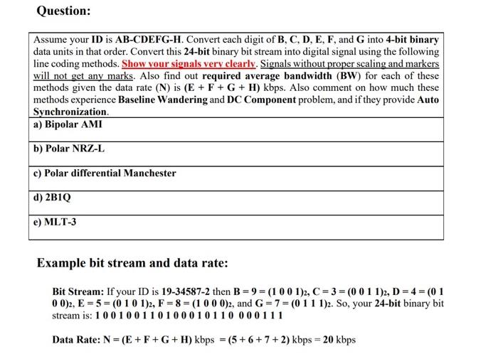 Solved Question: Assume your ID is AB-CDEFG-H. Convert each | Chegg.com