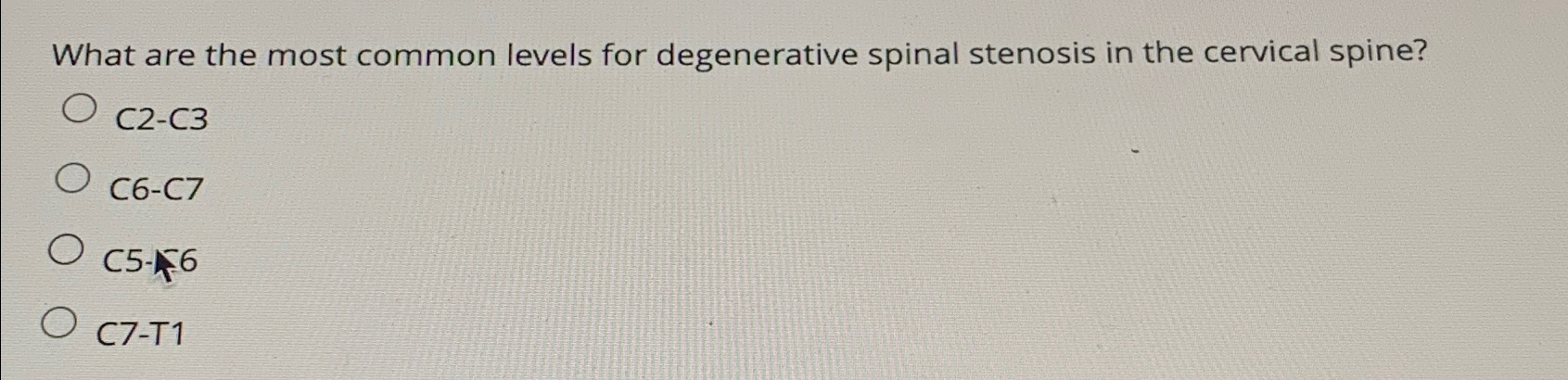 Solved What are the most common levels for degenerative | Chegg.com