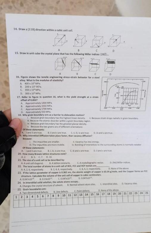 Solved 14. Draw a {110} direction within a cuble unit cell. | Chegg.com
