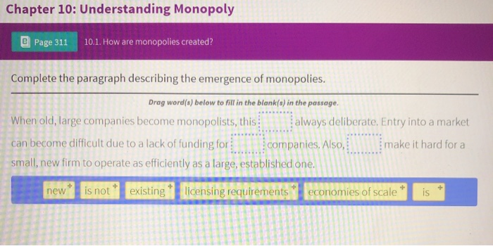 Solved Chapter 10: Understanding Monopoly e Page 311 10.1. | Chegg.com