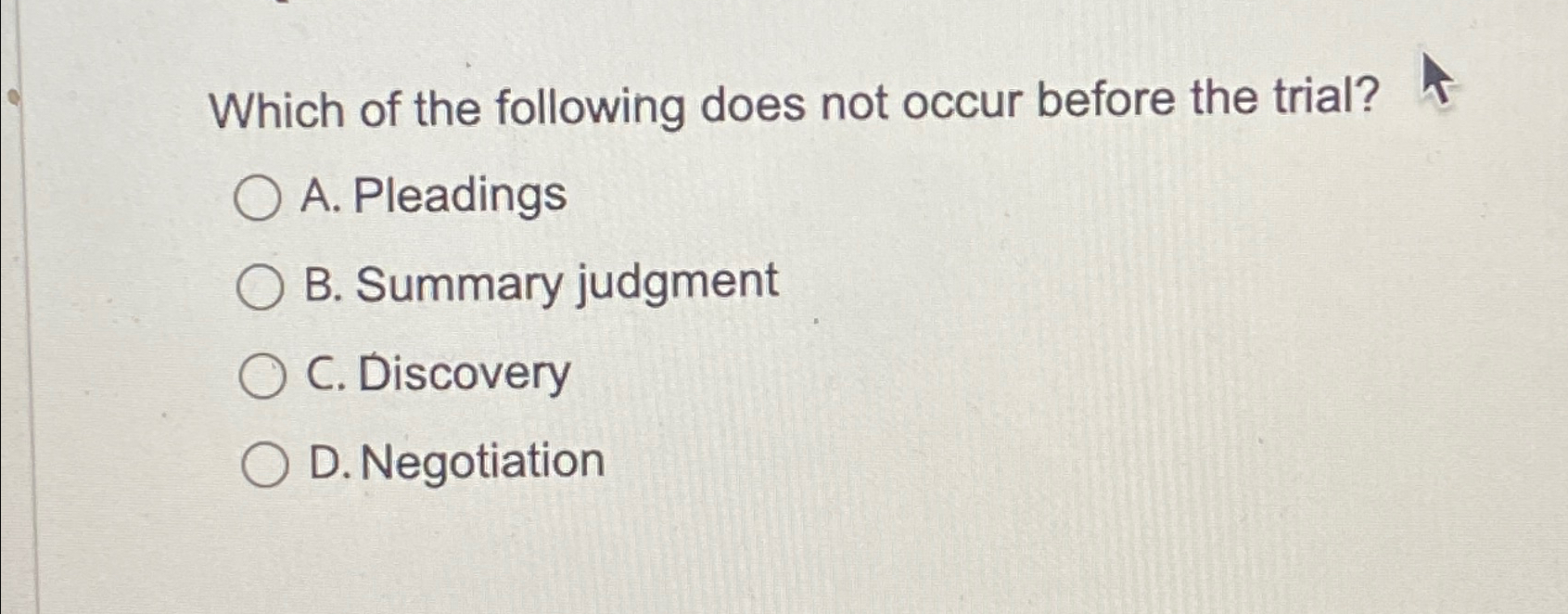 Solved Which of the following does not occur before the | Chegg.com