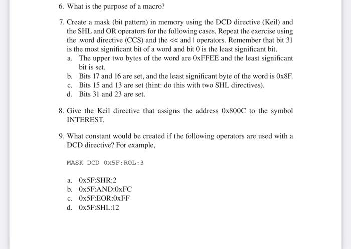 Solved 6. What is the purpose of a macro? 7. Create a mask | Chegg.com