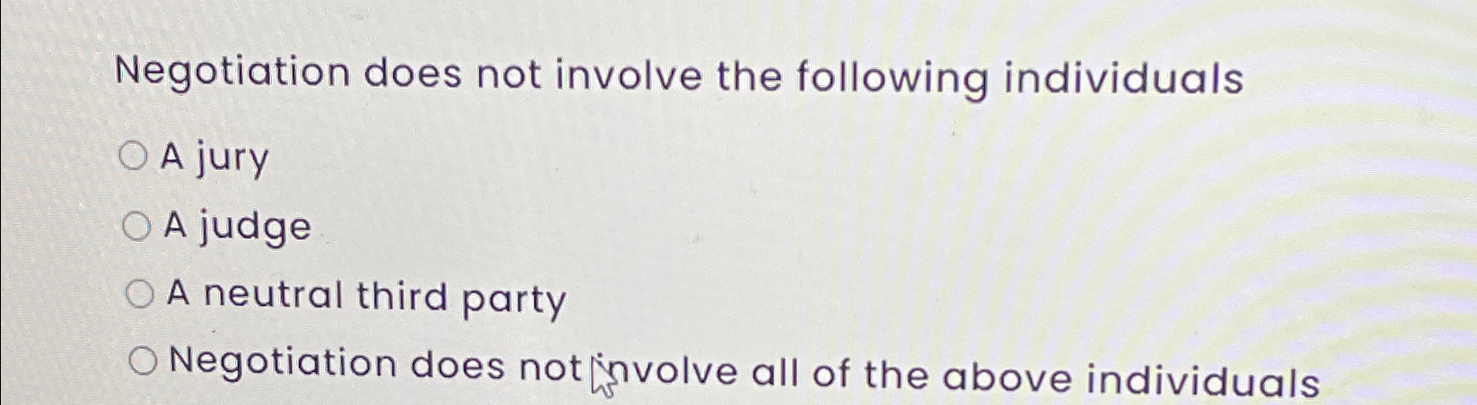 Solved Negotiation does not involve the following | Chegg.com