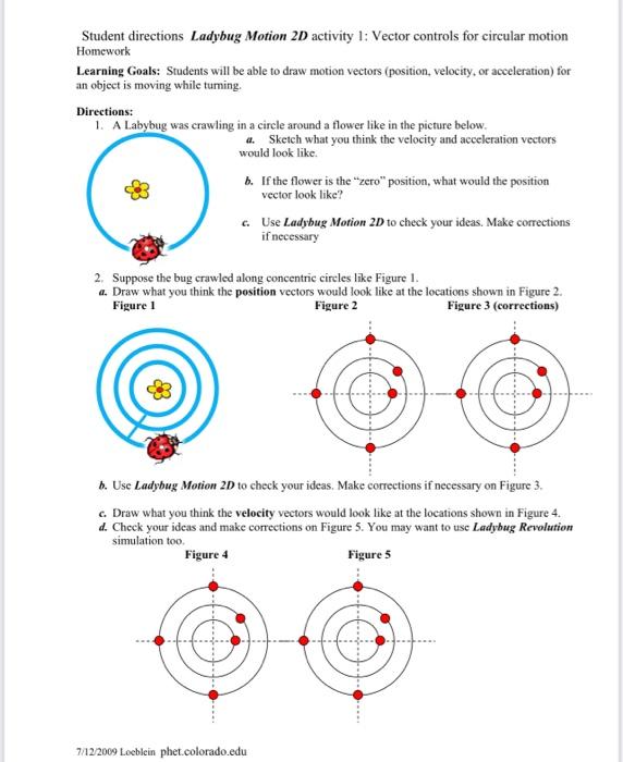 Solved Student directions Ladybug Motion 2D activity 1: | Chegg.com