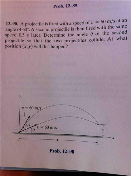 Solved A projectile is fired with a speed of v = 60 m/s at | Chegg.com