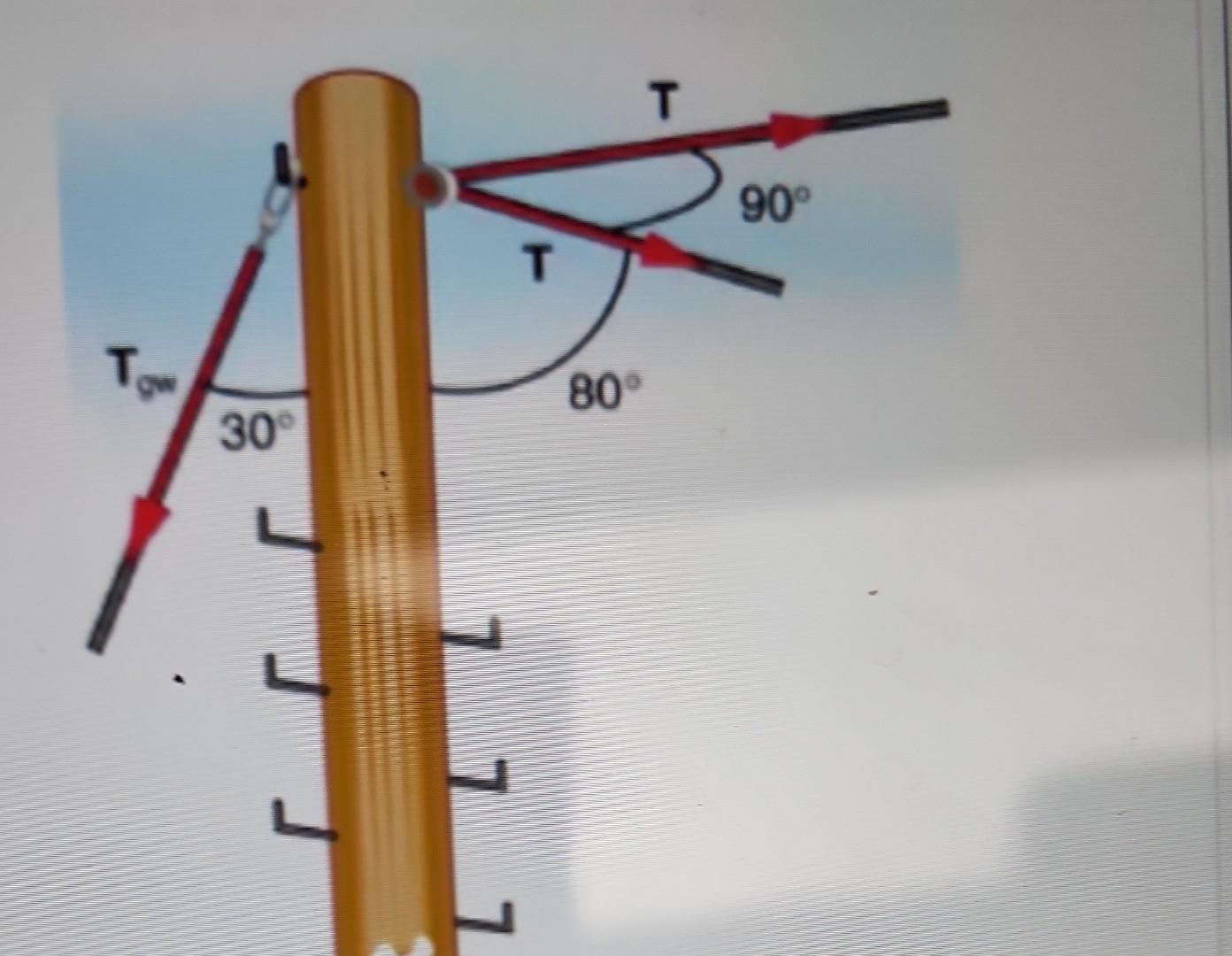 Solved (8%) Problem 11: The pole in the figure is at a 90° | Chegg.com