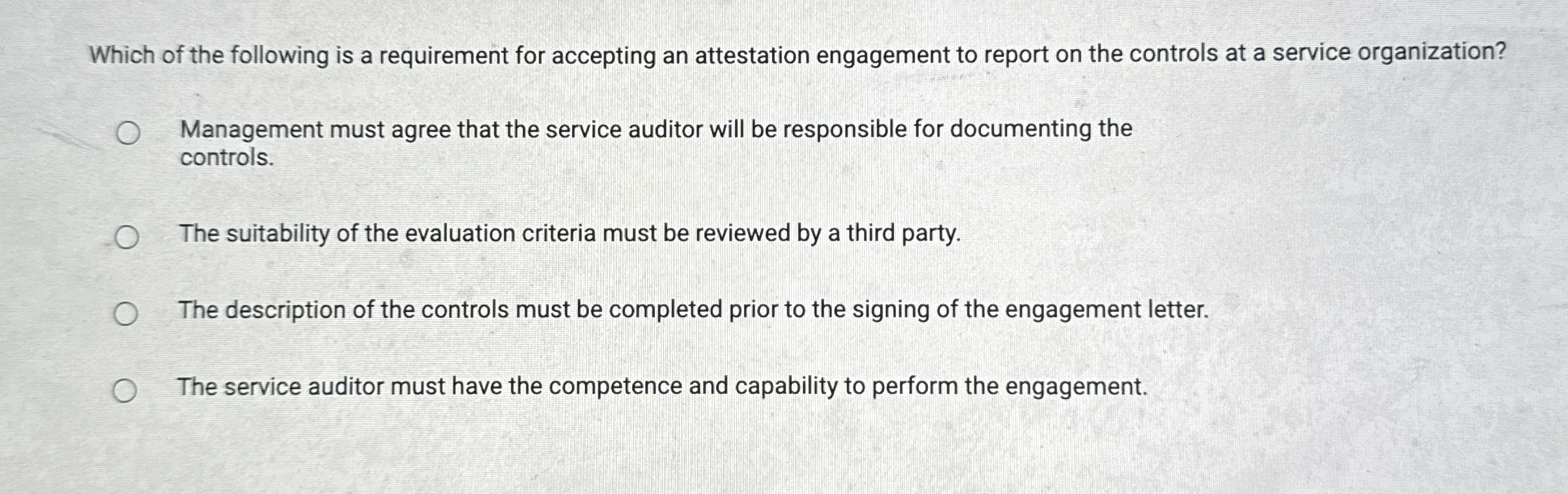 Solved Which of the following is a requirement for accepting | Chegg.com