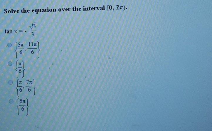 Solved Solve the equation over the interval [0, 21t). tan x= | Chegg.com