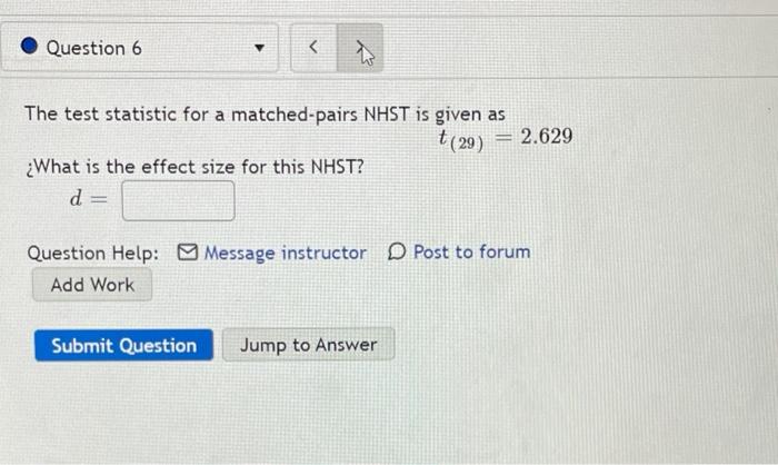 Solved The test statistic for a matched-pairs NHST is given | Chegg.com