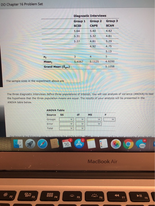 Solved DO Chapter 16 Problem Set Diagnostic Interviews Group | Chegg.com