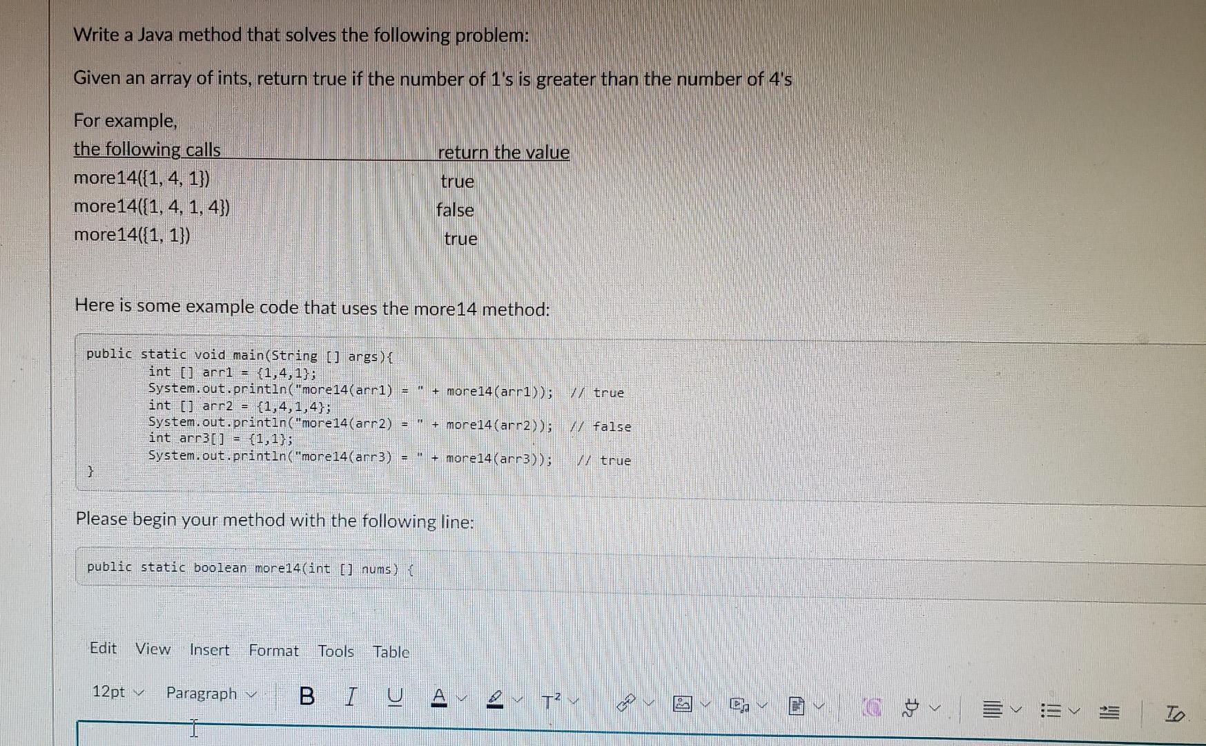 Solved Write a Java method that solves the following | Chegg.com