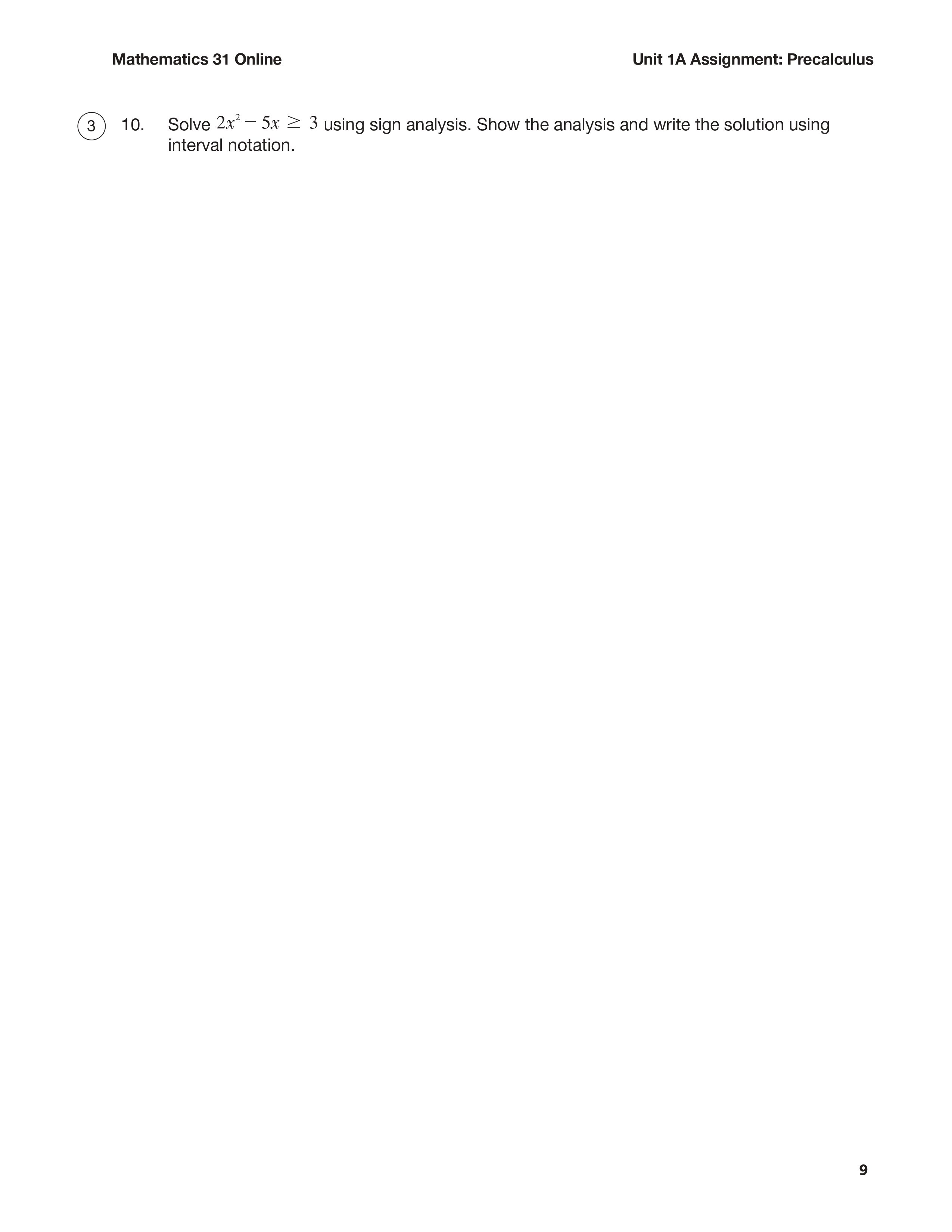 Solved Solve 2x2-5x≥3 ﻿using sign analysis. Show the | Chegg.com