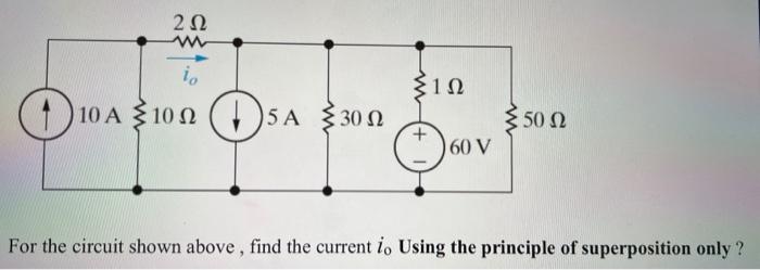 Solved For the circuit shown above, find the current i0 | Chegg.com