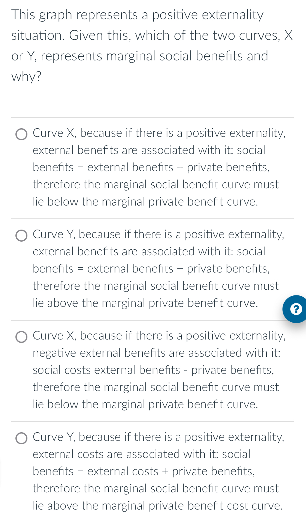 Solved This graph represents a positive externality | Chegg.com