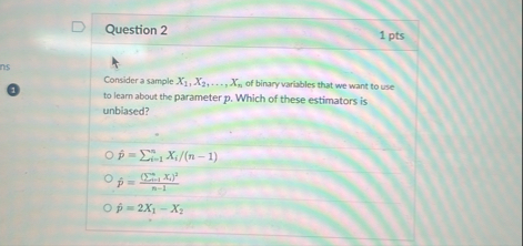 Solved Question 21 ﻿ptsConsider a sample x1,x2,dots,xn ﻿of | Chegg.com