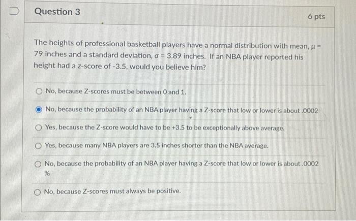 Solved The heights of professional basketball players have a | Chegg.com