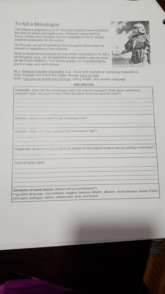 To Kill a Mockingbird Final Project Due: Monday, | Chegg.com
