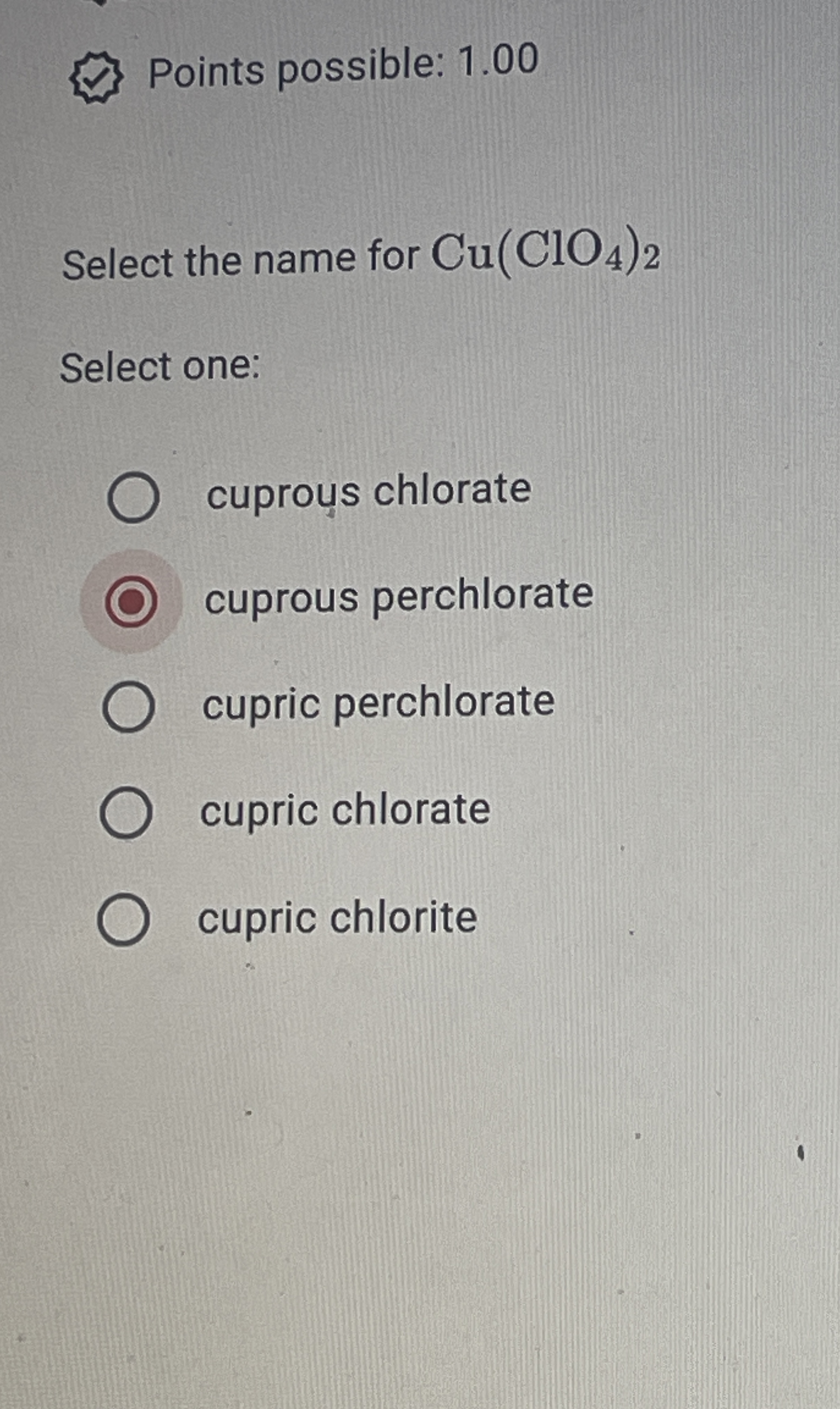 Solved Points possible: 1.00Select the name for | Chegg.com