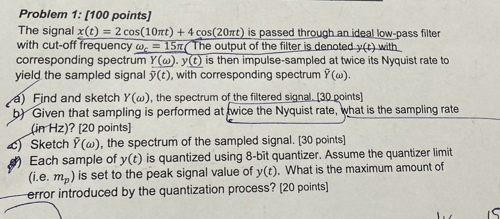 Problem 1: [100 ﻿points]The signal | Chegg.com