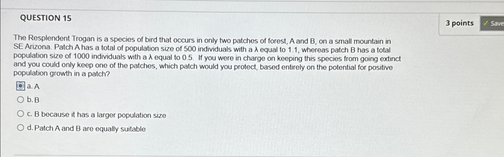 Solved QUESTION 153 ﻿pointsThe Resplendent Trogan is a | Chegg.com