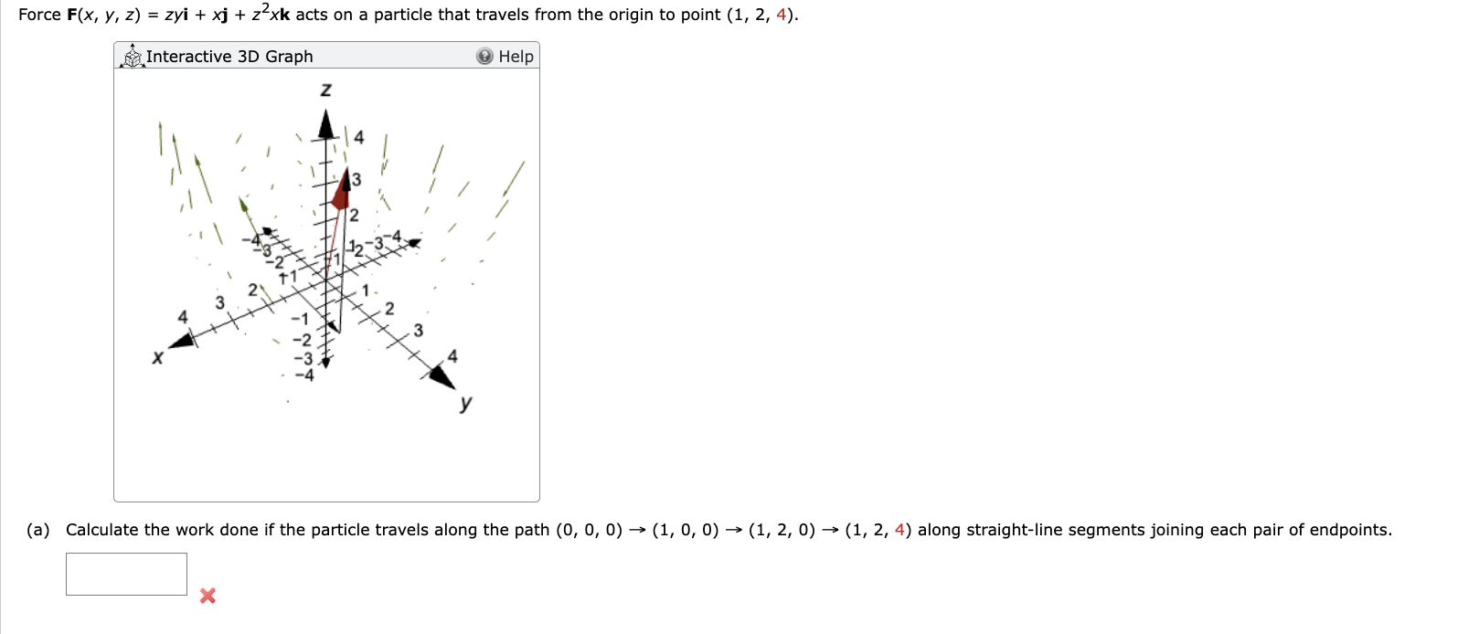 Solved Force F(x,y,z)=zyi+xj+z2xk ﻿acts on a particle that | Chegg.com