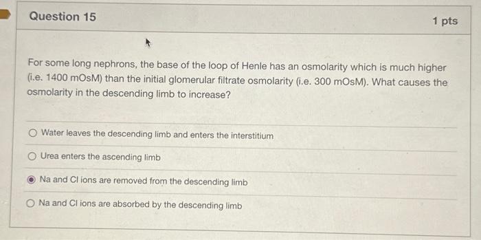 Solved For some long nephrons, the base of the loop of Henle | Chegg.com