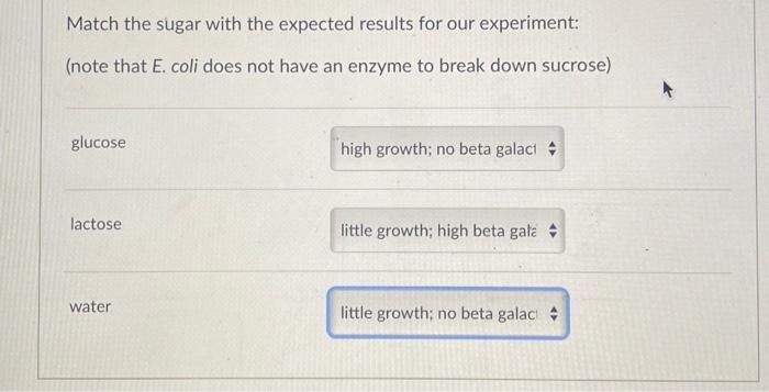 Solved Match the sugar with the expected results for our | Chegg.com
