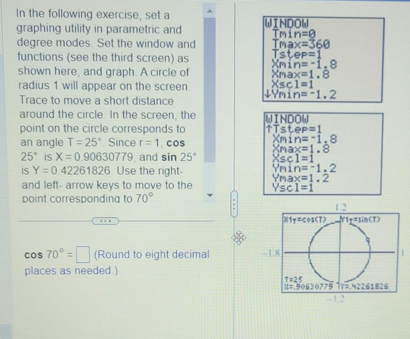 Solved In the following exercise, set a graphing utility in | Chegg.com