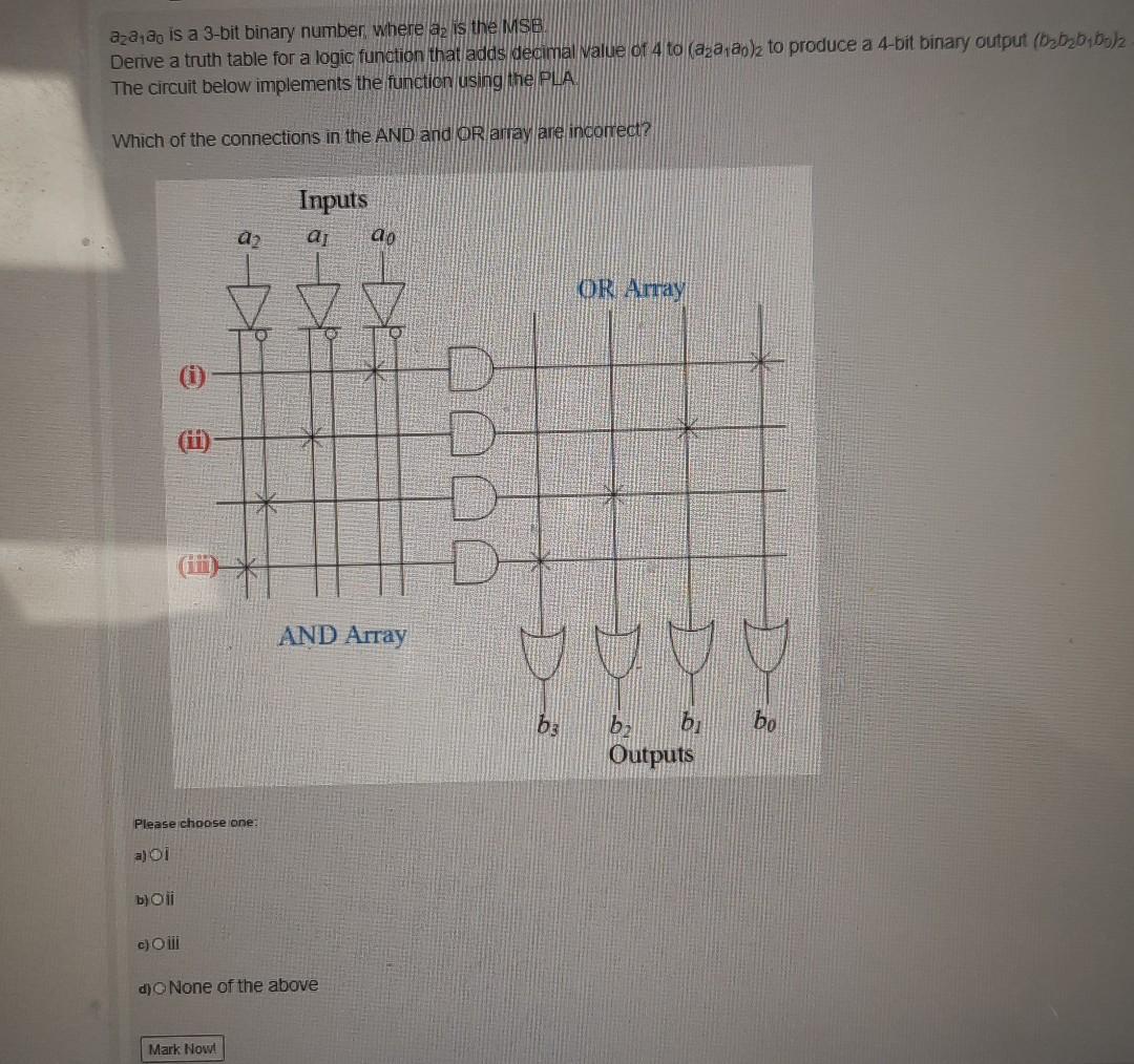 Solved aza,ao is a 3-bit binary number where az is the MSB. | Chegg.com