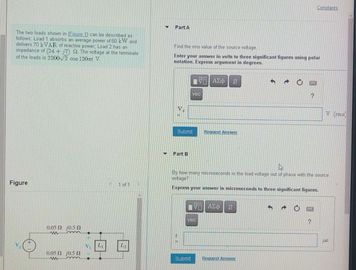 Solved ConstantsThe two loads shown in (Figure 1) ﻿can be | Chegg.com
