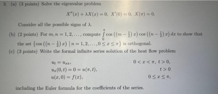 Solved 3. (a) (3 points) Solve the eigenvalue problem | Chegg.com