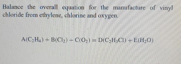 Solved Balance the overall equation for the manufacture of | Chegg.com